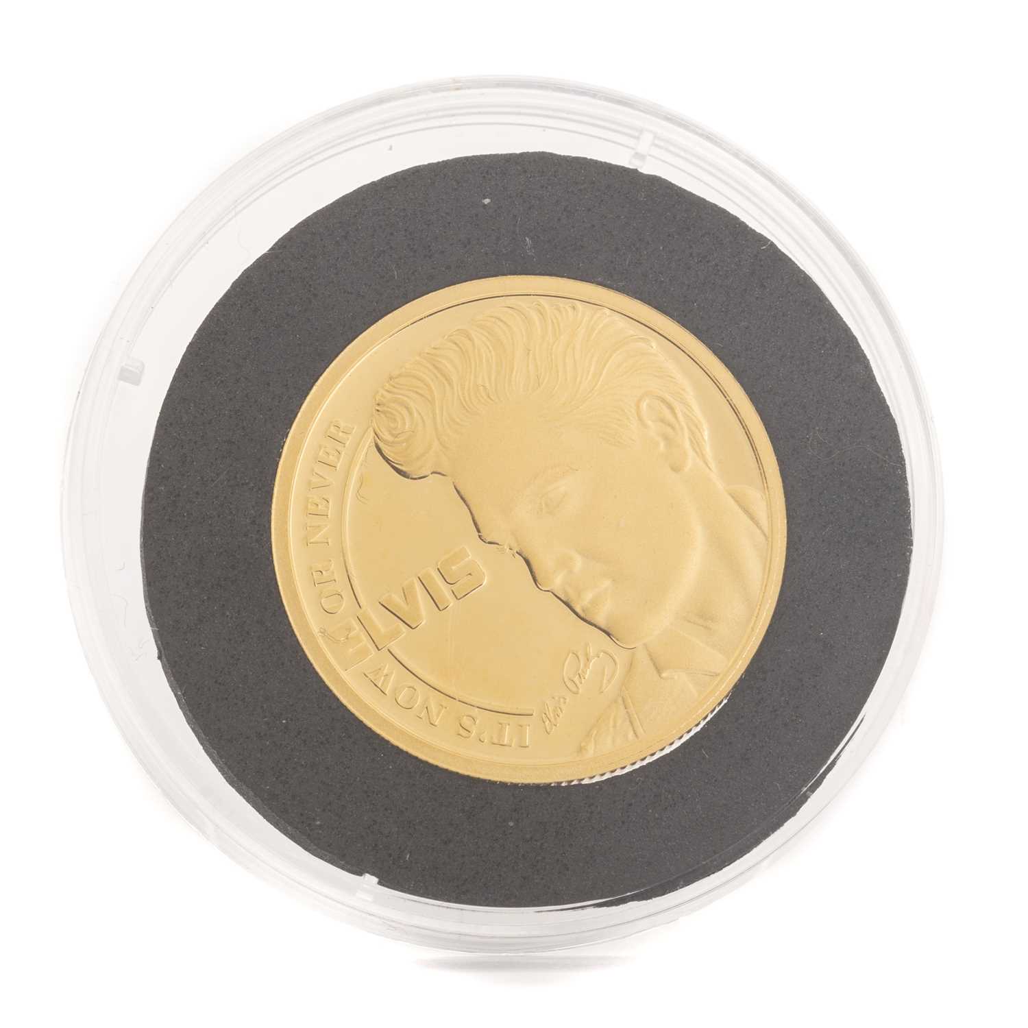 Lot 213 - NINE CARAT GOLD ELVIS COIN,