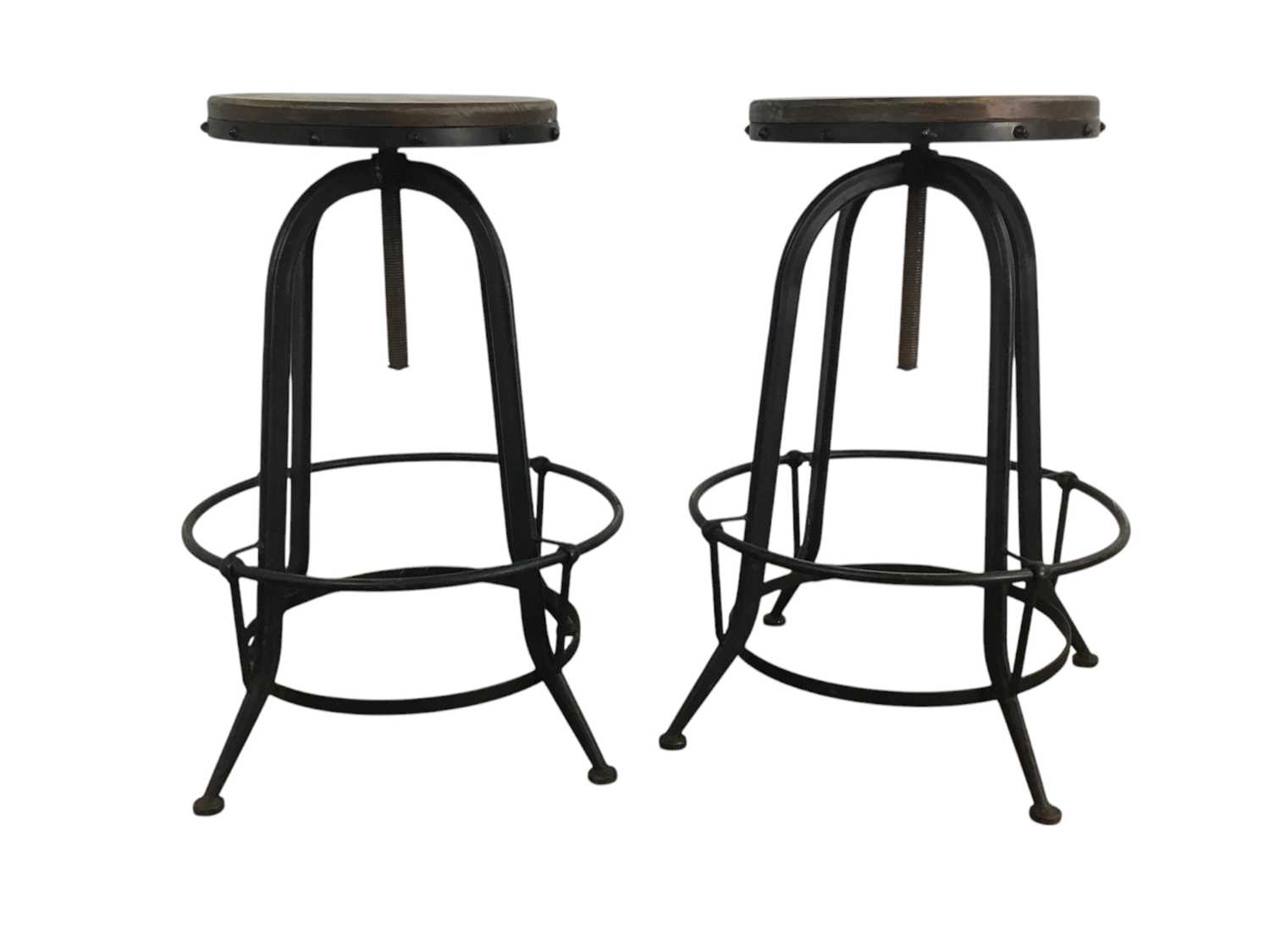 Lot 174 - SET OF FOUR INDUSTRIAL STYLE STOOLS,