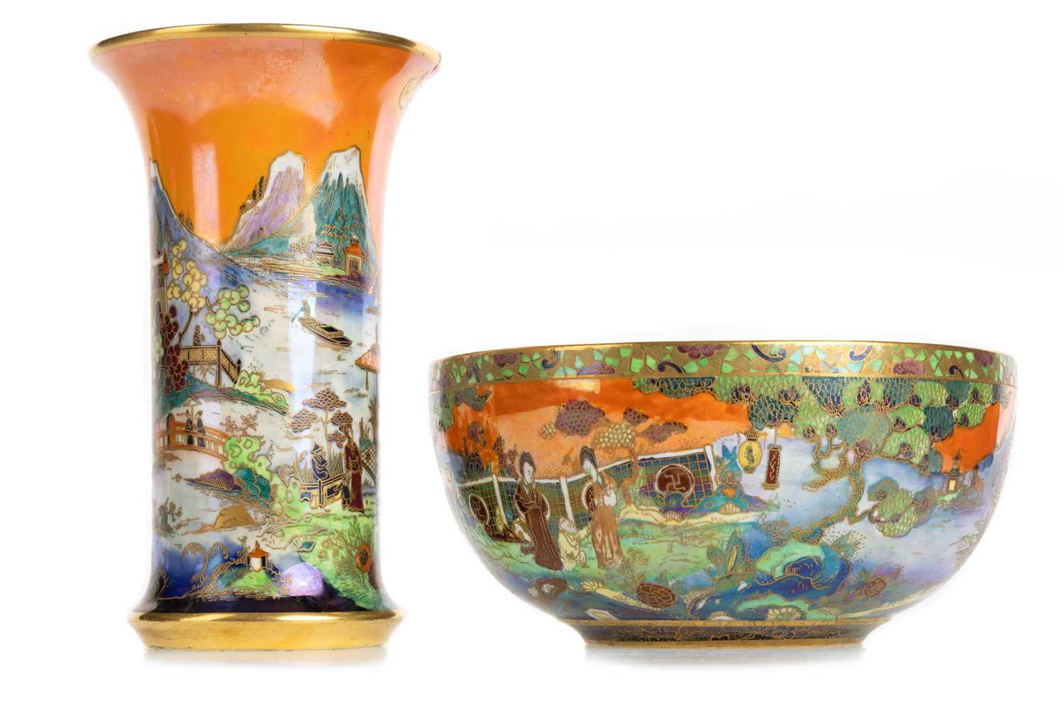 Lot 1426 - CARLTON WARE, 'CHINA LAND' PATTERN BOWL AND