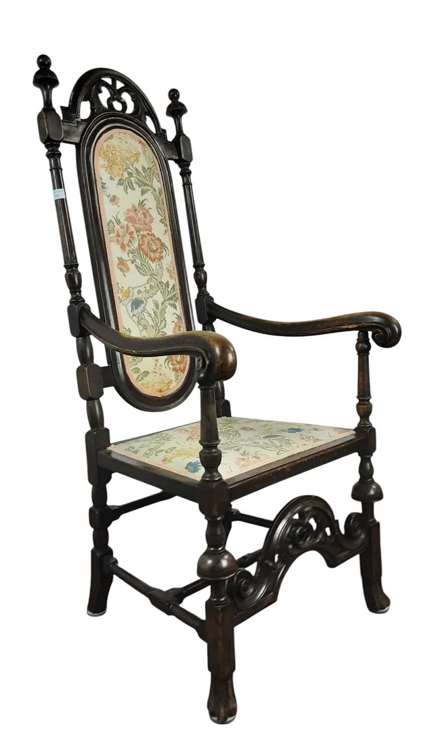 Lot 114 - WALNUT ELBOW CHAIR,