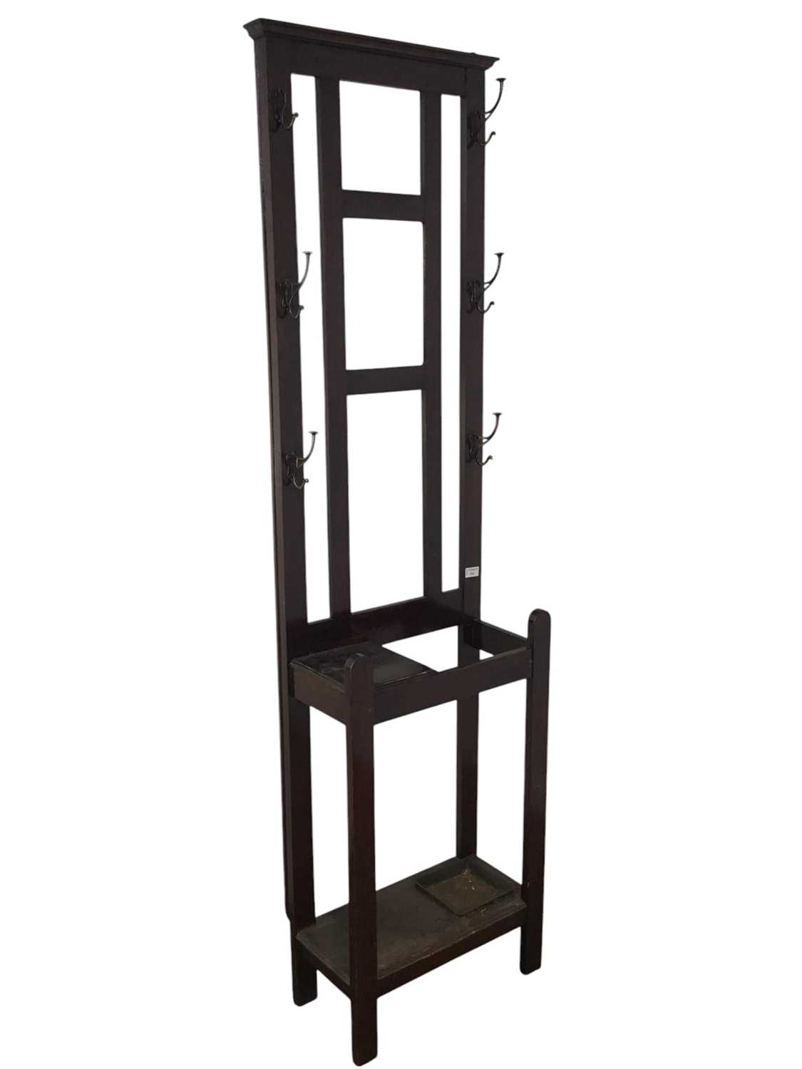 Lot 124 - STAINED OAK HALL STAND,