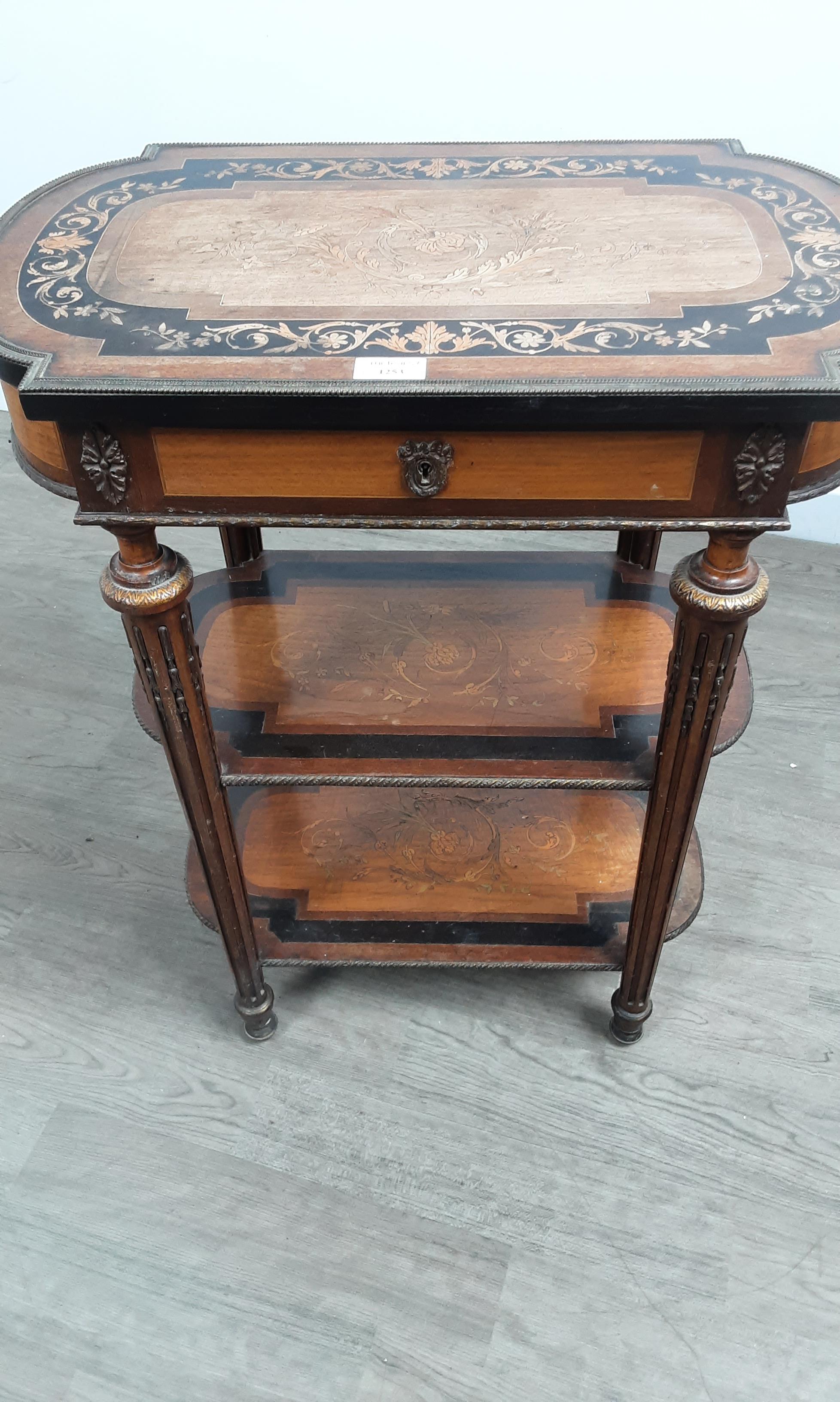 Lot 1253 - VICTORIAN WALNUT NEEDLEWORK TABLE,