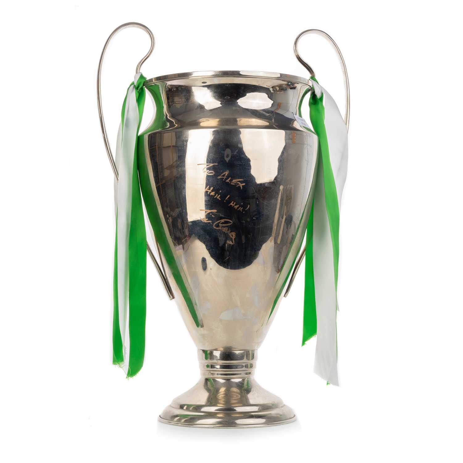 Lot 1716 - SIGNED WHITE METAL REPLICA EUROPEAN CUP,