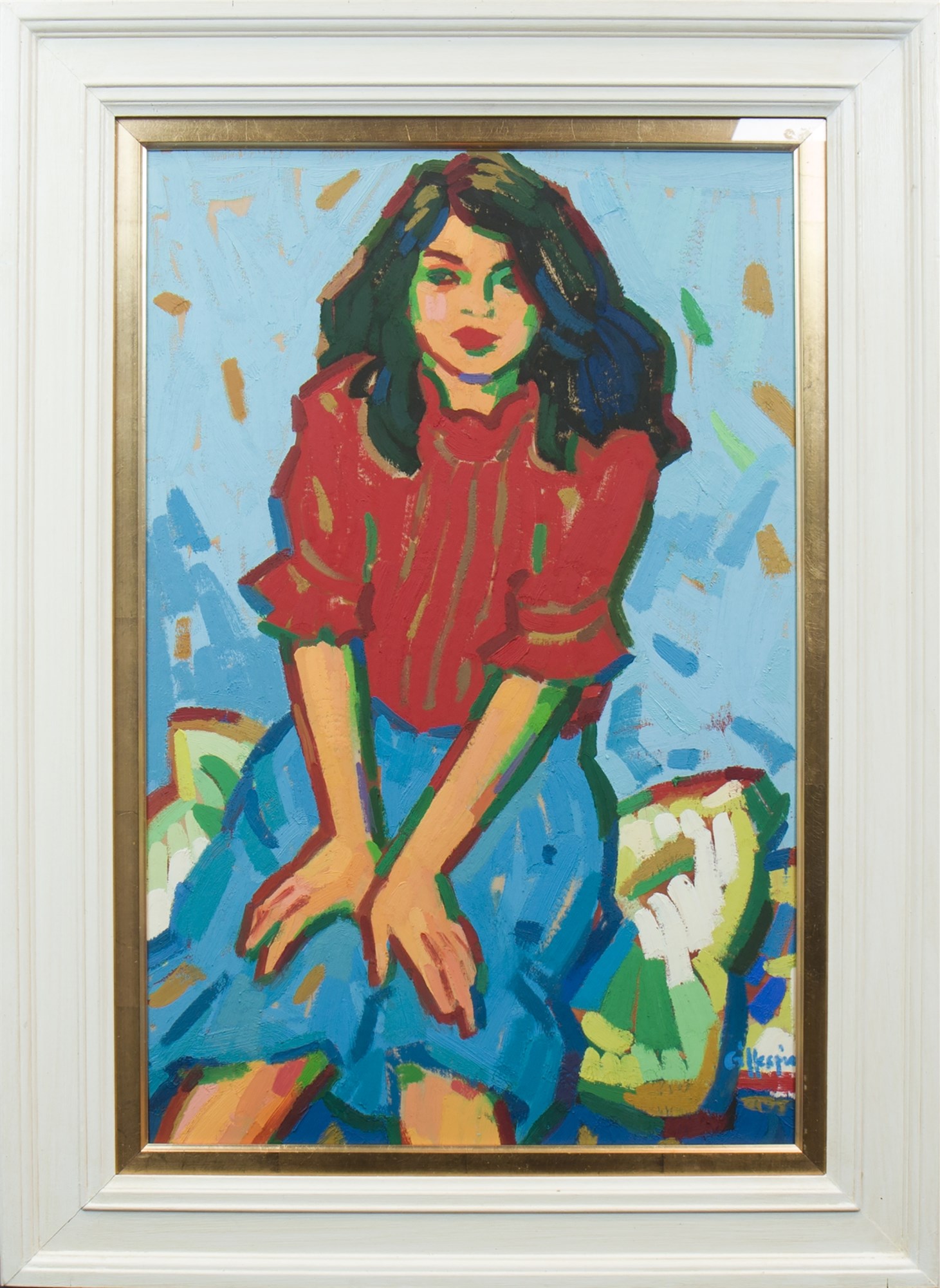 Lot 50 - * JOAN GILLESPIE, THE RED TOP oil on board,