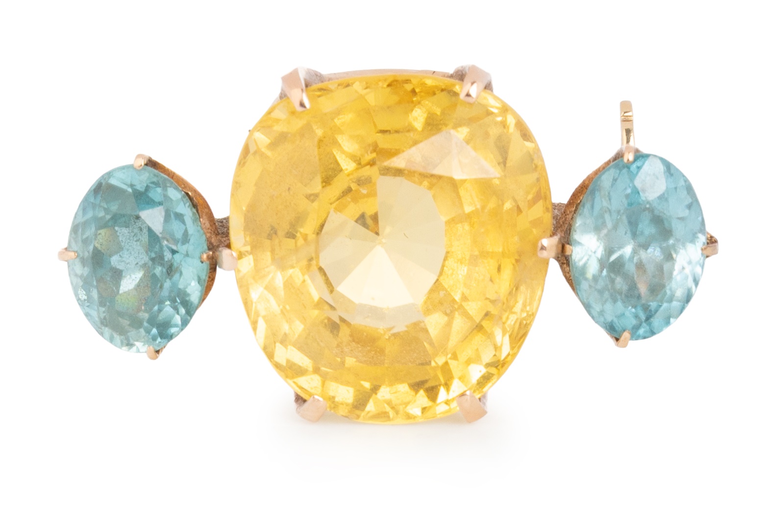 Lot 740 - CITRINE AND AQUAMARINE BROOCH,