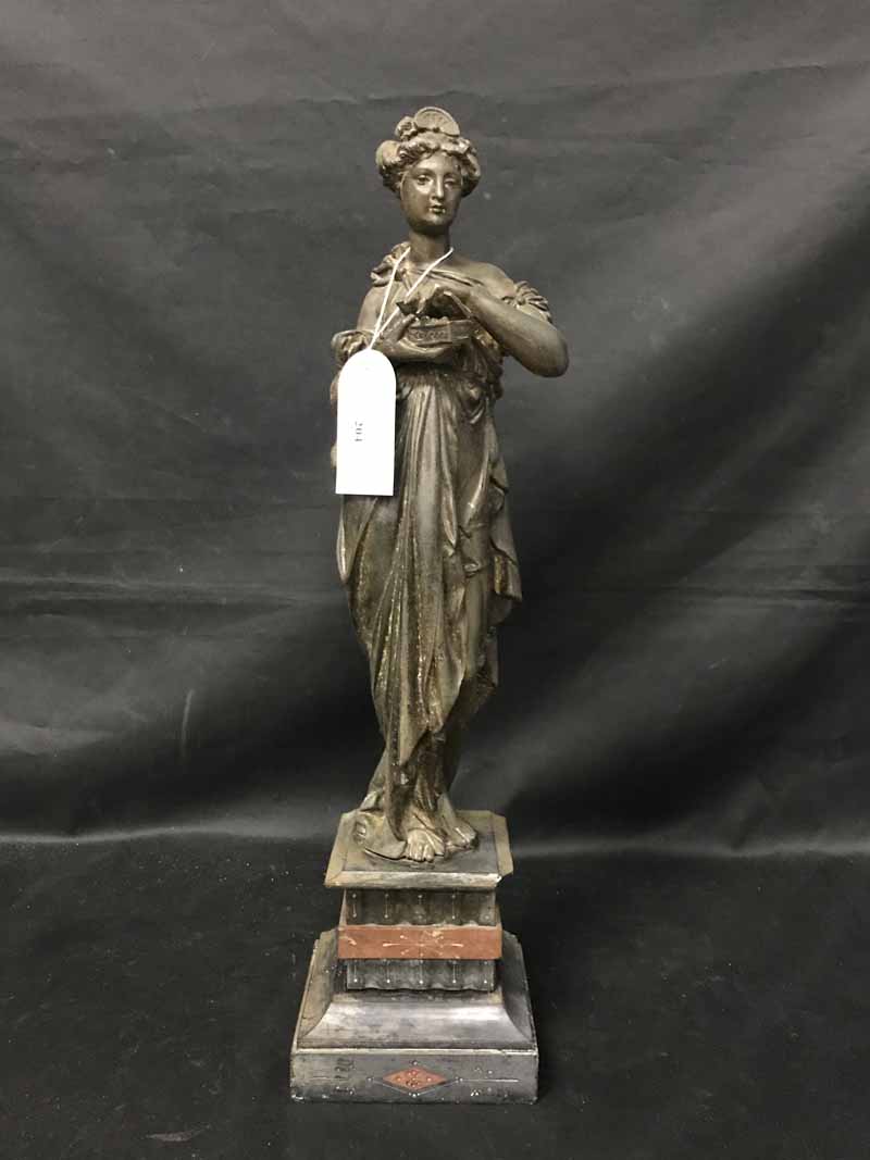 Lot 328 - 19TH CENTURY BRONZE FIGURE OF A MUSE on a
